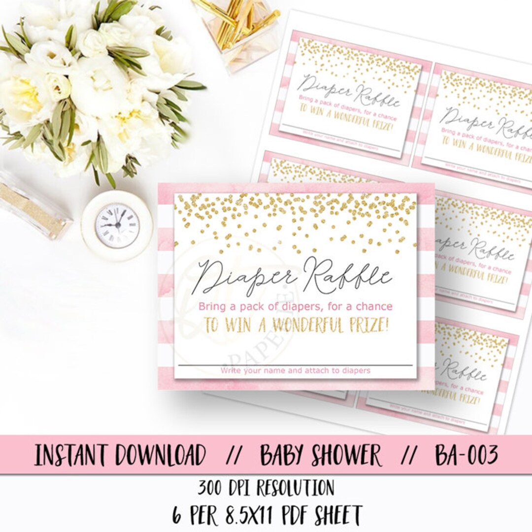 Pink Confetti Diaper Raffle, Ready to Pop Baby Shower, Baby Shower ...