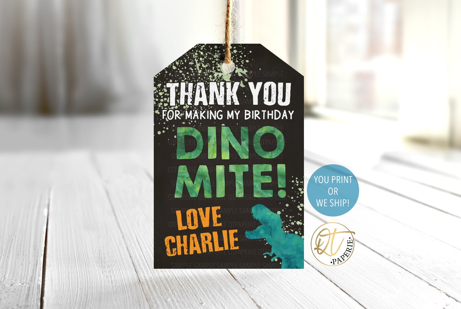 Dinosaur Birthday Thank You Tag Dinosaur Thank You Dino Mite | Etsy