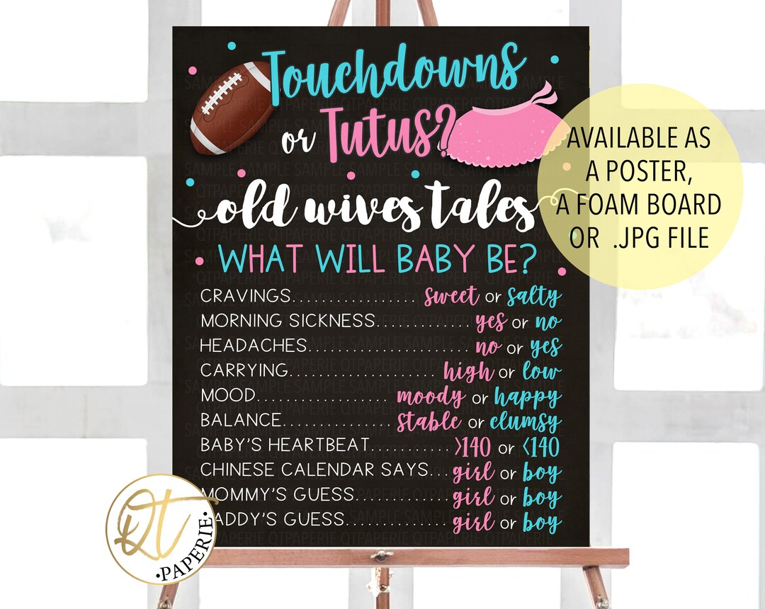 Touchdown or Tutus Old Wives Tale Sign, Football Old Wives Tales Sign ...