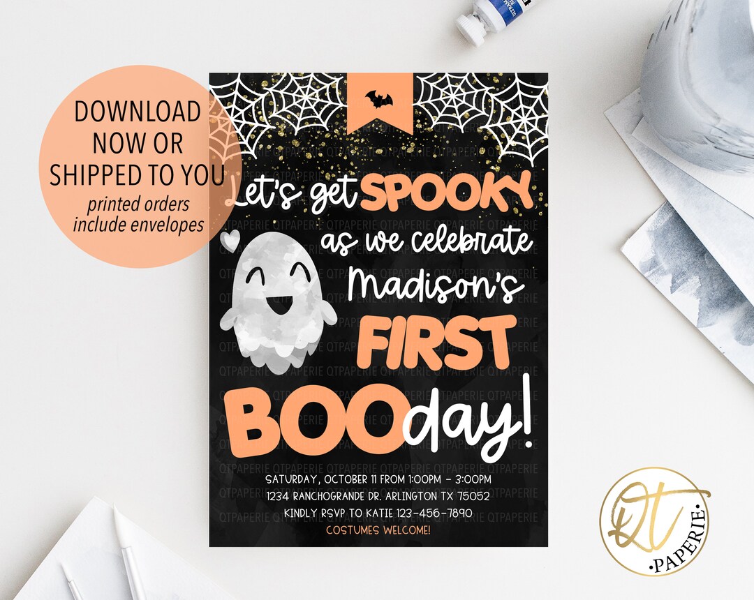 Halloween Birthday Invitation, Boo Day Invitation, Spooky Birthday ...