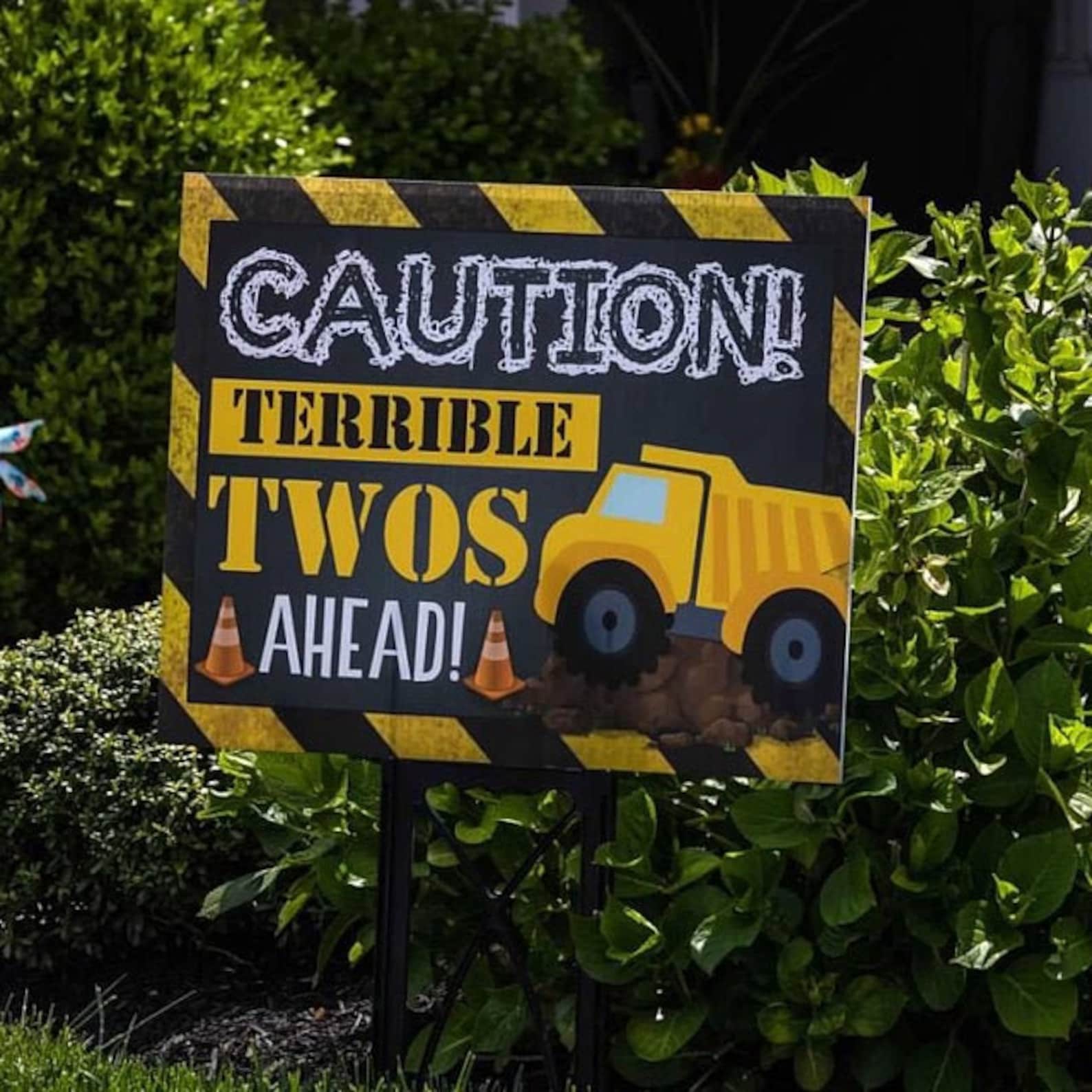 Construction Birthday Terrible Twos Sign, Caution Terrible Twos Sign ...