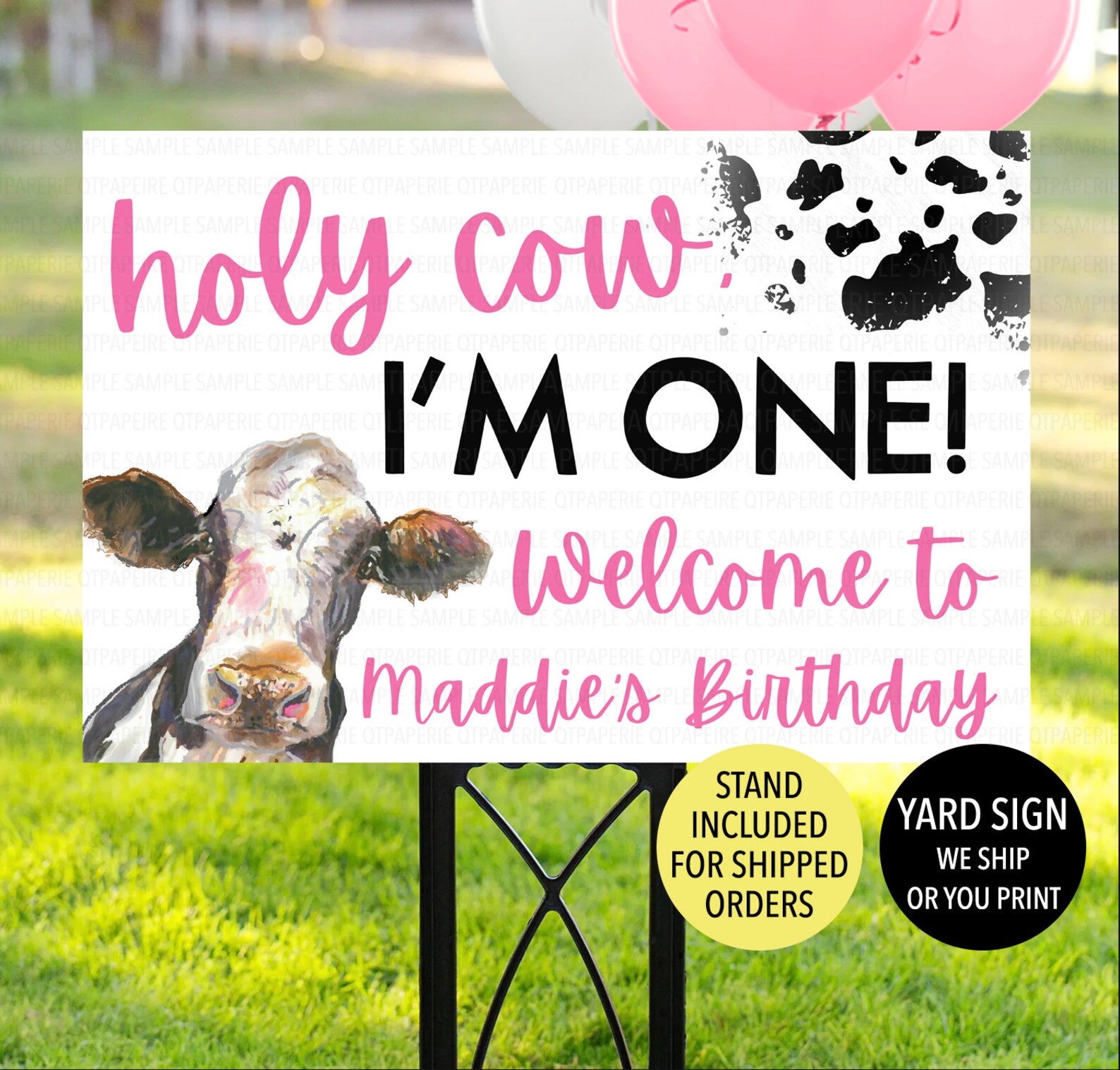 Holy Cow I'm One Welcome Sign, Holy Cow Birthday Yard Sign, First ...