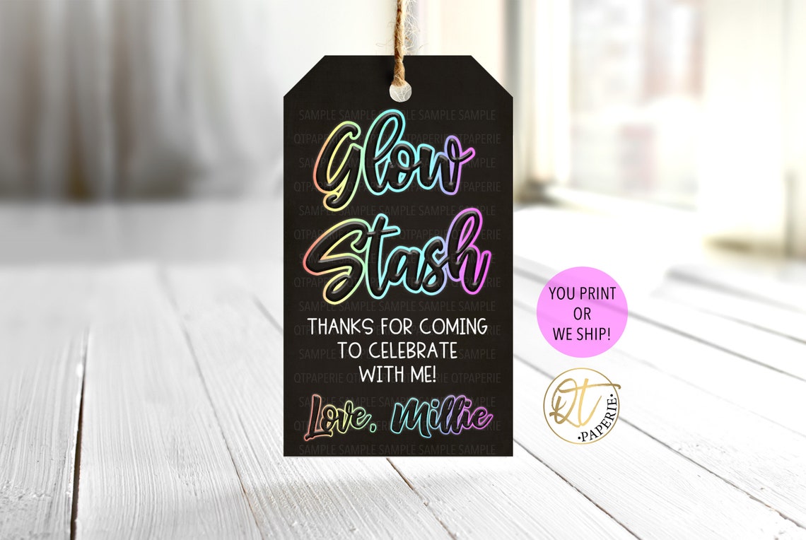Glow Birthday Tag Neon Birthday Tag Glow Party Favor Tag - Etsy