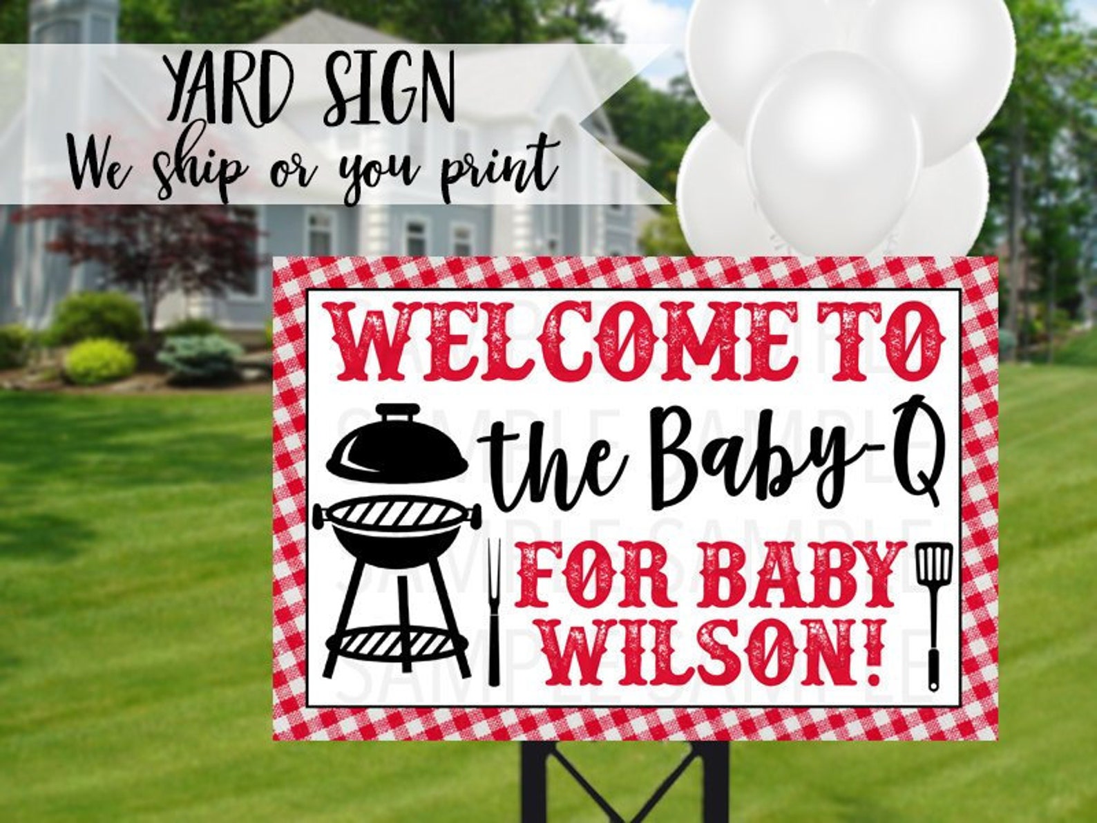 Boy Baby Q Baby Shower Sign Blue Barbeque Baby Shower Yard - Etsy
