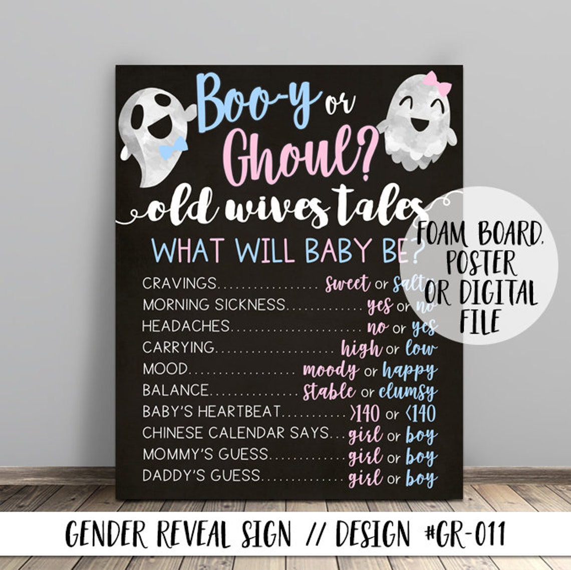 Ghost Gender Reveal Sign Printed Ghost Old Wives Tales | Etsy