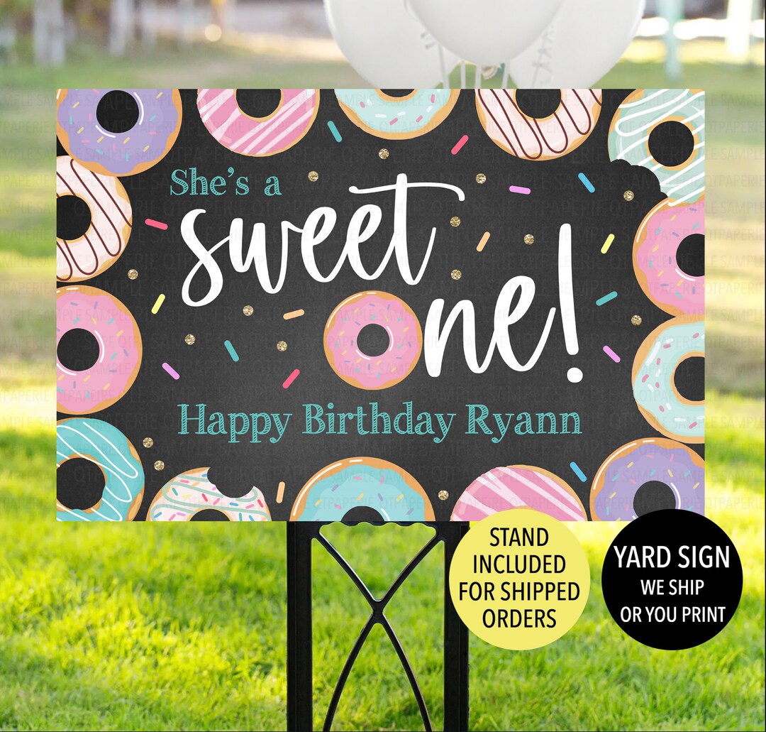 Sweet One Donut Sign, Donut Welcome Sign, Chalkboard Donut 1st Birthday ...
