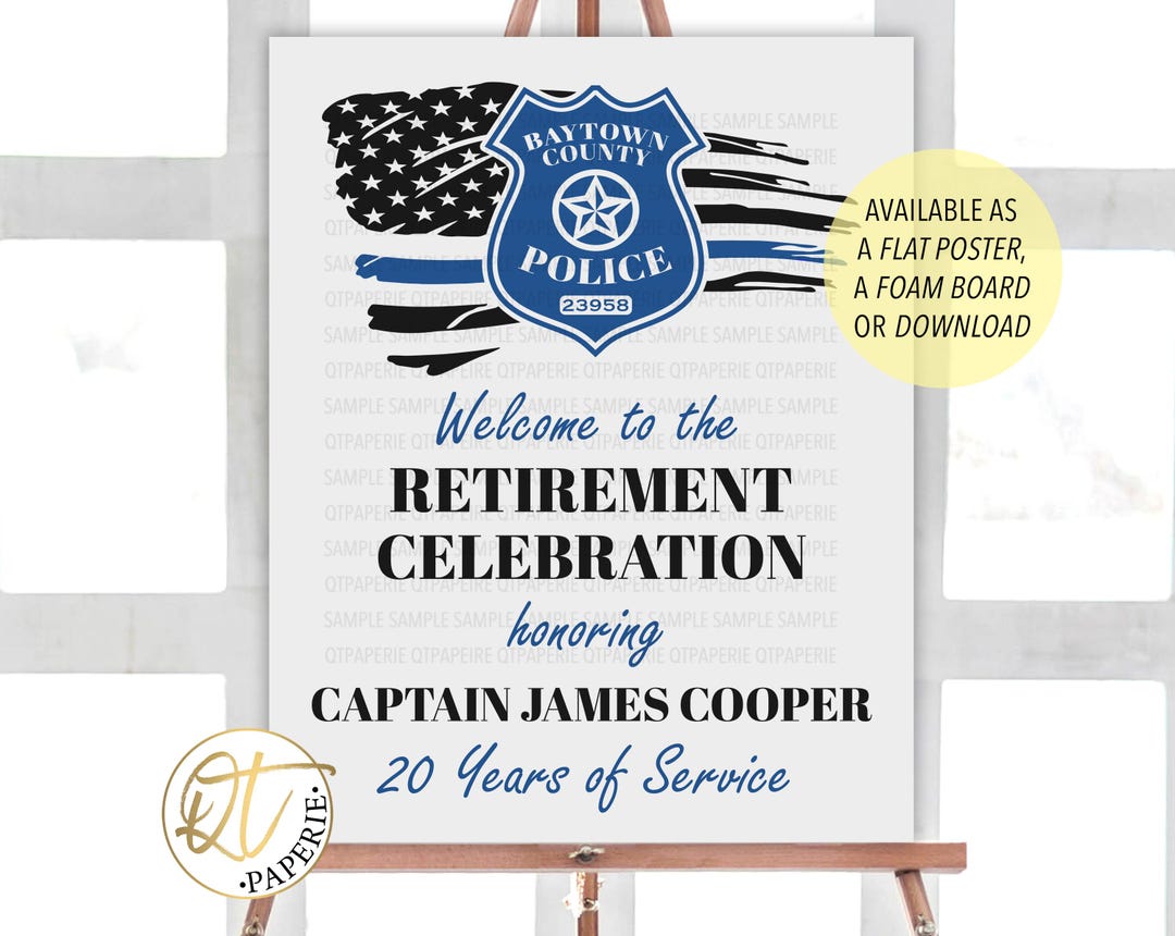 Police Retirement Welcome Sign, Police Department Retirement ...