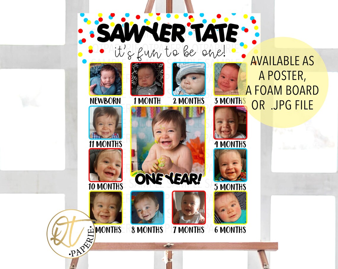 Fun to Be One Birthday Sign 1st Birthday Photo Collage First - Etsy