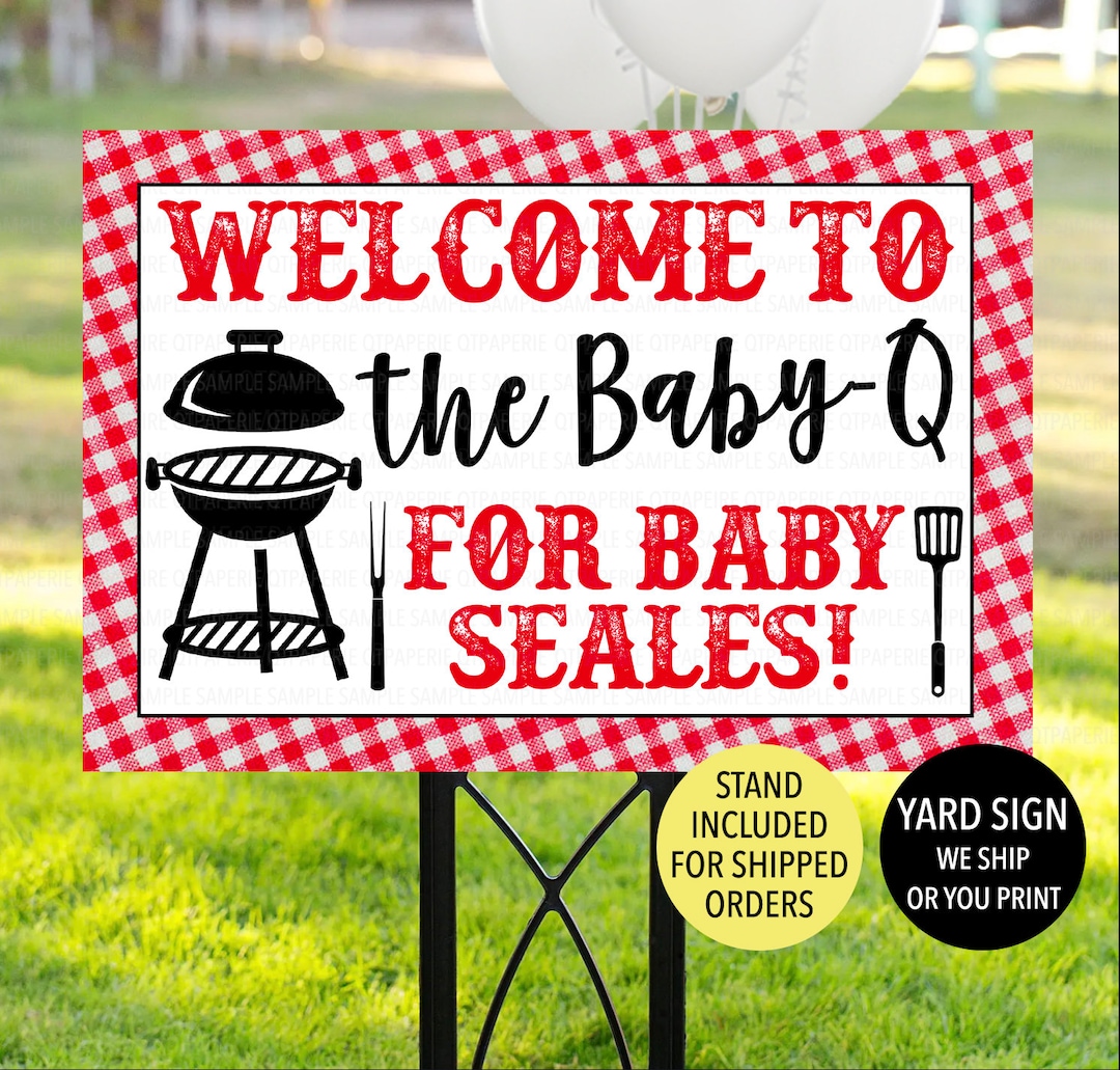 Baby Q Baby Shower Sign, Barbeque Baby Shower Yard Sign, Baby-q Welcome ...