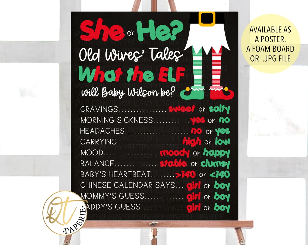 What the Elf Old Wives Tale Sign, Elf Gender Reveal Poster, What the ...