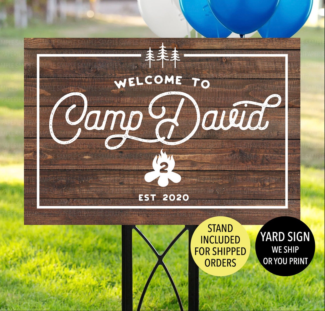 Camp Birthday Sign, Camp Welcome Sign, Outdoor Party Welcome Sign ...