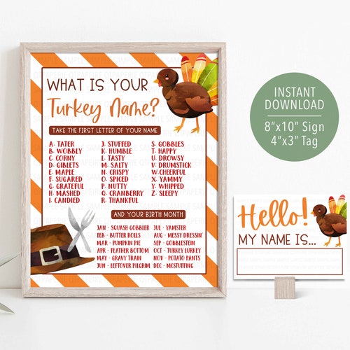 Turkey Name Game Thanksgiving Name Tag Game Fun Thanksgiving - Etsy