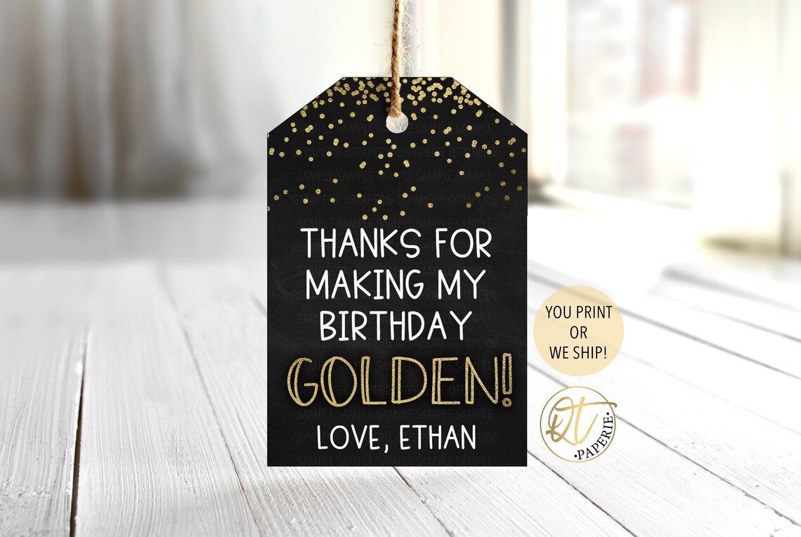 Golden Birthday Thank You Tag Gold Party Favor Tag Gold - Etsy