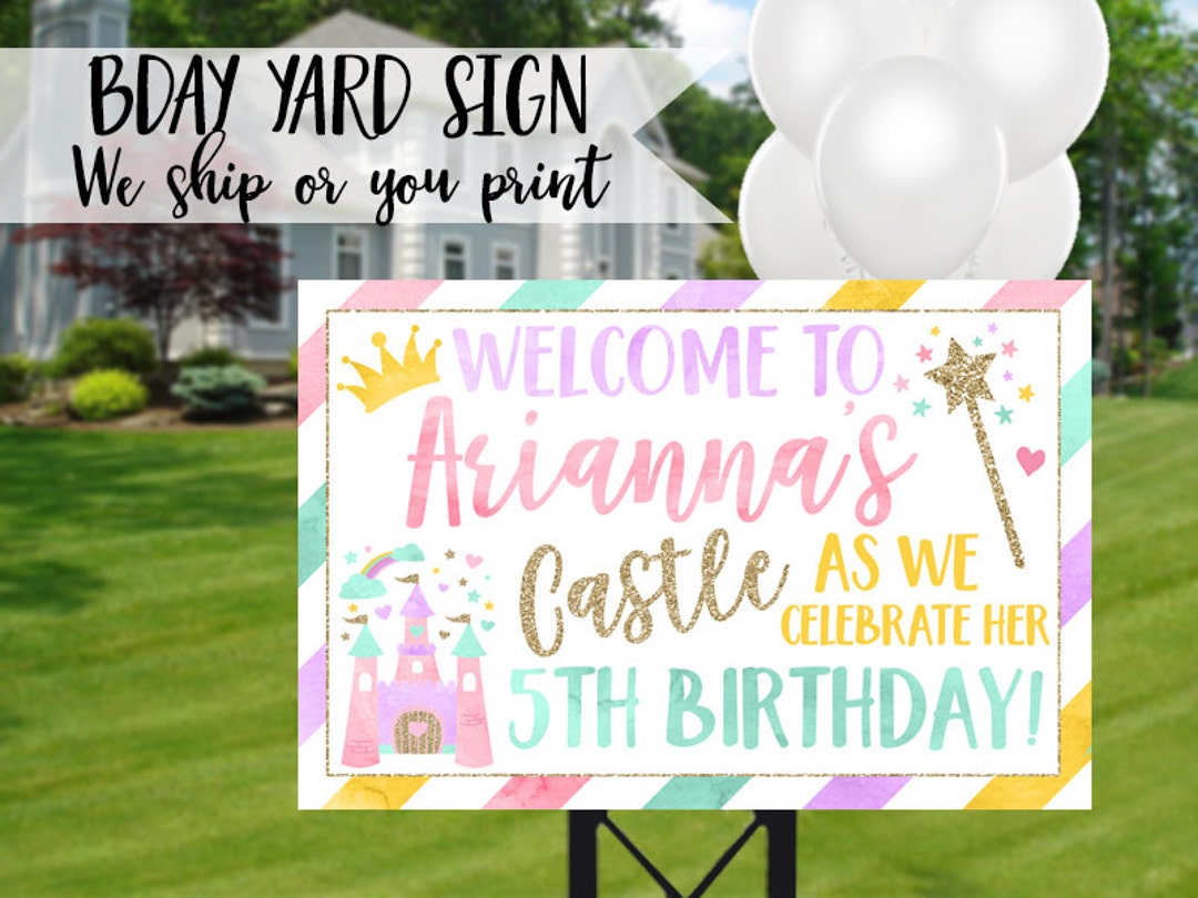 Princess Birthday Sign, Princess Yard Sign, Princess Birthday Yard Sign ...