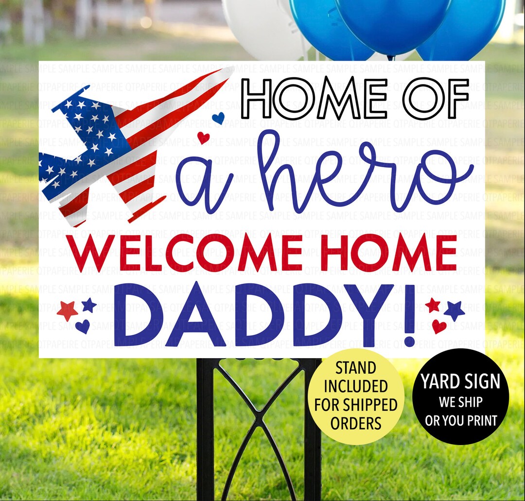 Fighter Jet Welcome Home Daddy Yard Sign, Military Jet Plane Homecoming ...