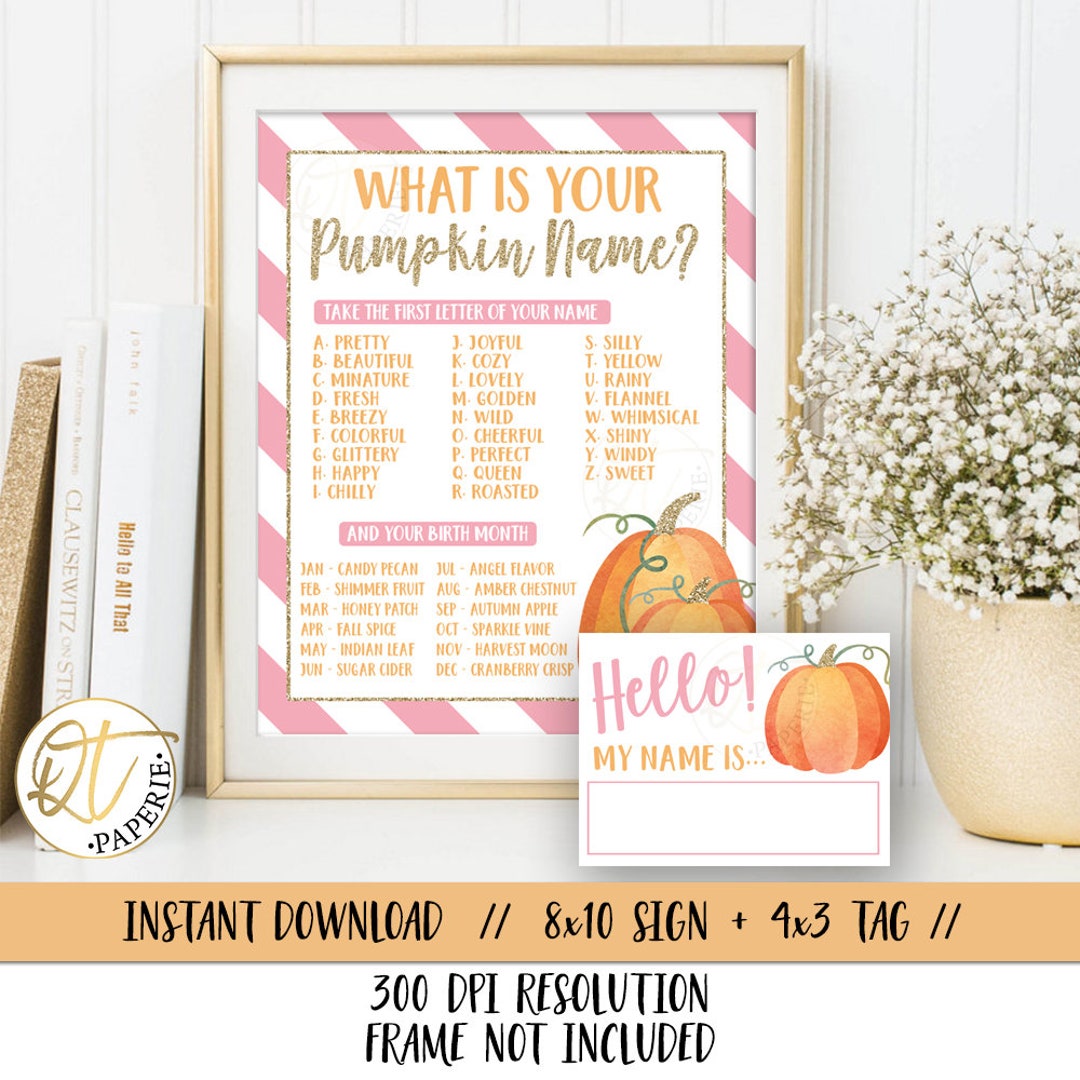 Pumpkin Birthday Game, Pumpkin Name Sign, Pumpkin Name Tag Game ...