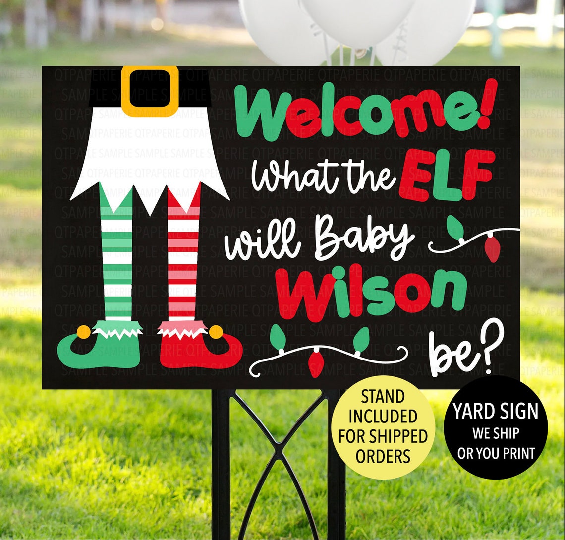 What the Elf Gender Reveal Welcome Sign, Christmas Gender Reveal Sign ...
