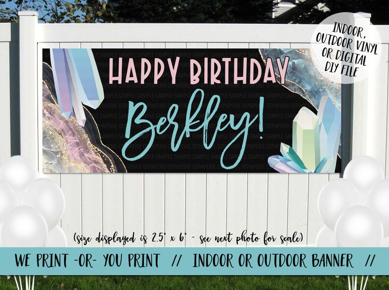 Geode Birthday Banner, Geode Banner, Geode Birthday Decoration, Crystal ...