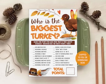 Who is Like the Turkey Game, Family Thanksgiving Game, Printable Game ...