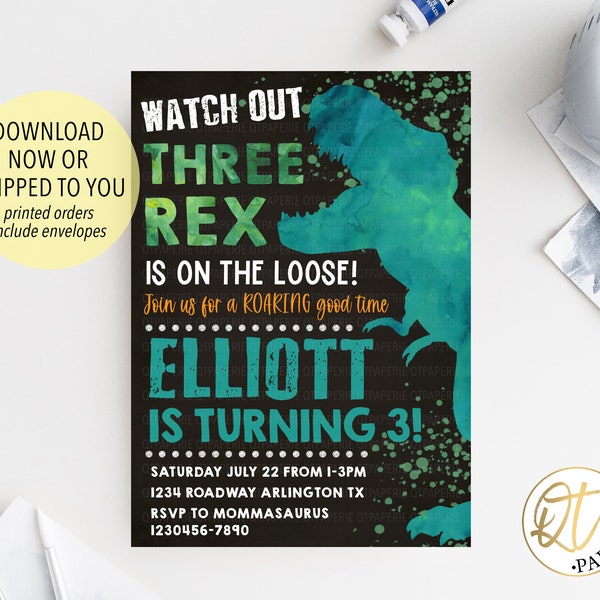 T Rex Invitation - Etsy