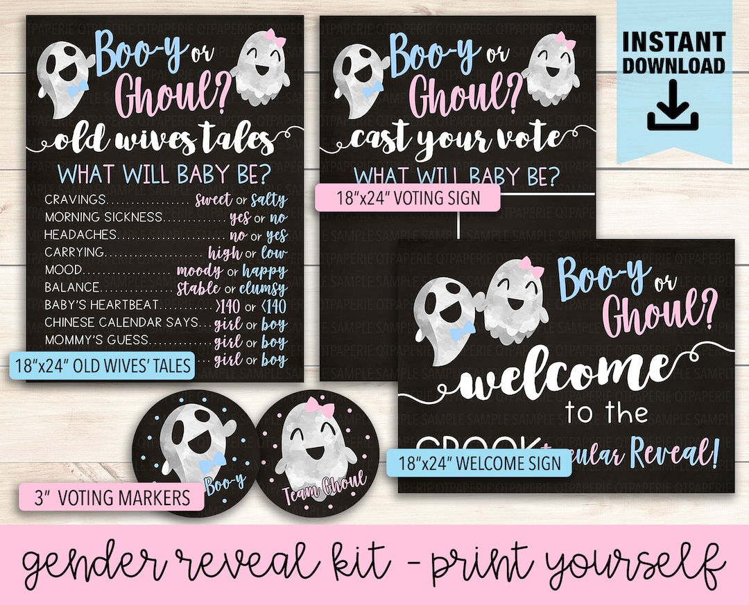 Spooky Gender Reveal Printable Bundle, Ghost Old Wives Tales, Ghost ...