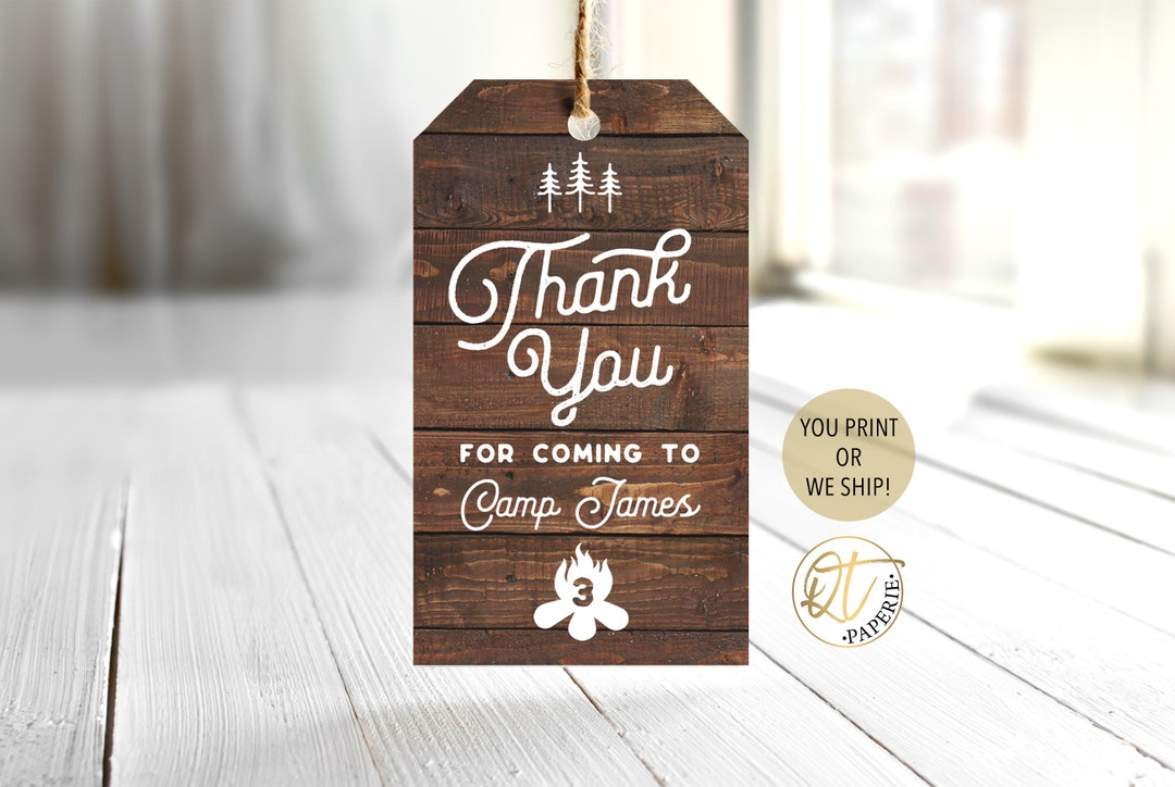 Camp Birthday Thank You Tag, Camp Birthday Party Tag, Camp Favor Tag ...