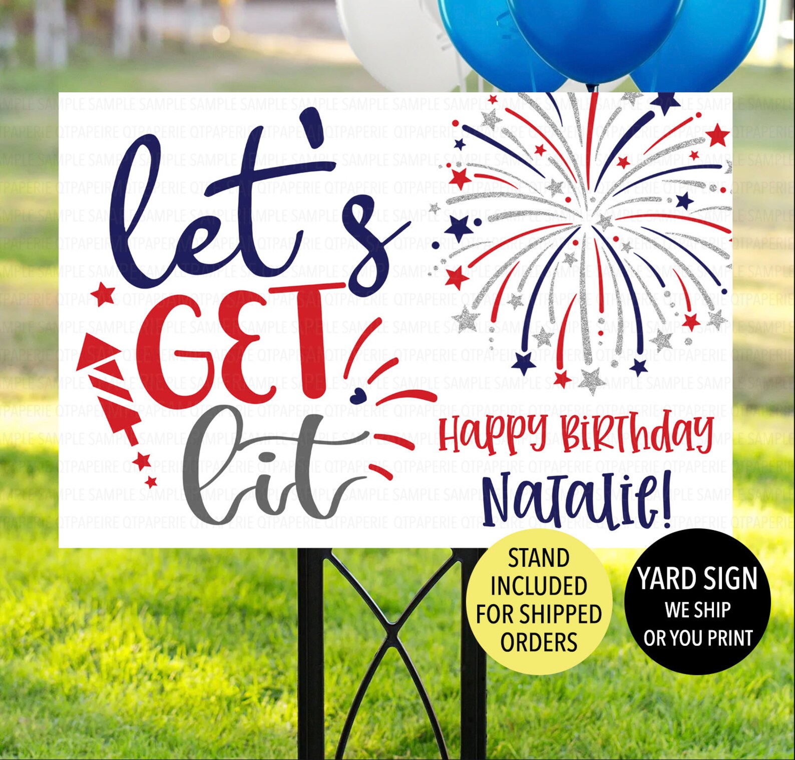 Let's Get Lit Fourth of July Birthday Sign, Firework Sign, Firework ...