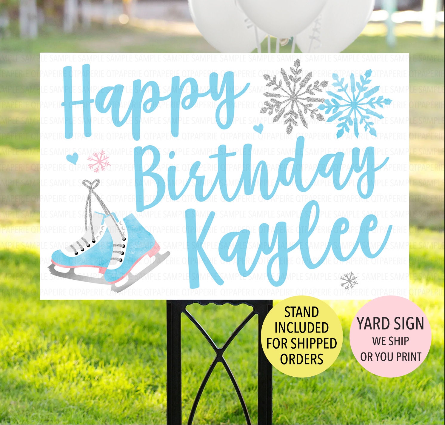 Ice Skate Birthday Yard Sign Ice Skating Birthday Sign Ice | Etsy