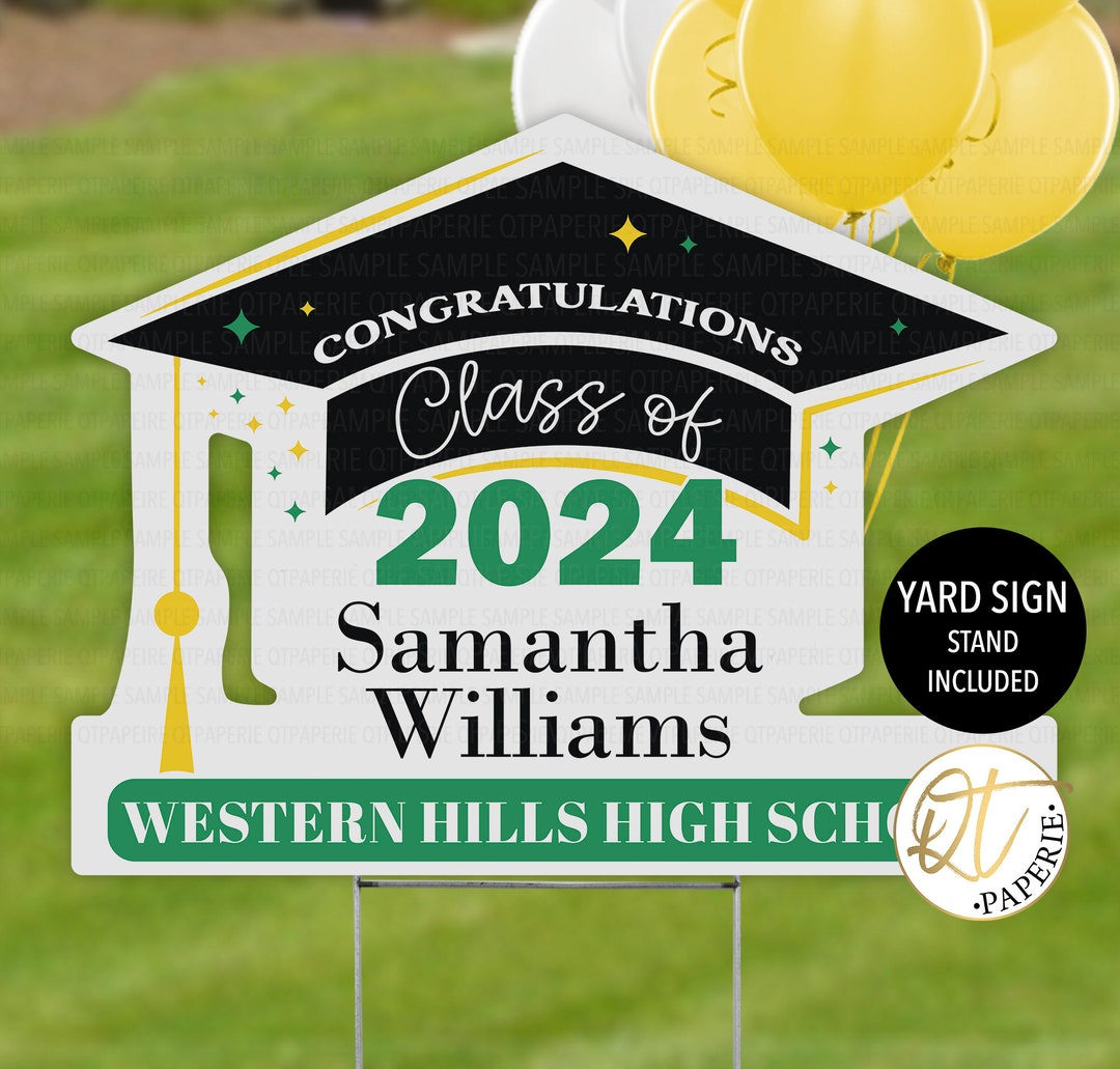 Graduation Yard Sign, Senior Graduation Sign, Grad Cap Yard Sign, 2024 ...