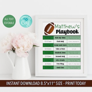 FOOTBALL Daily schedule chart Personalise save and print instantly ...