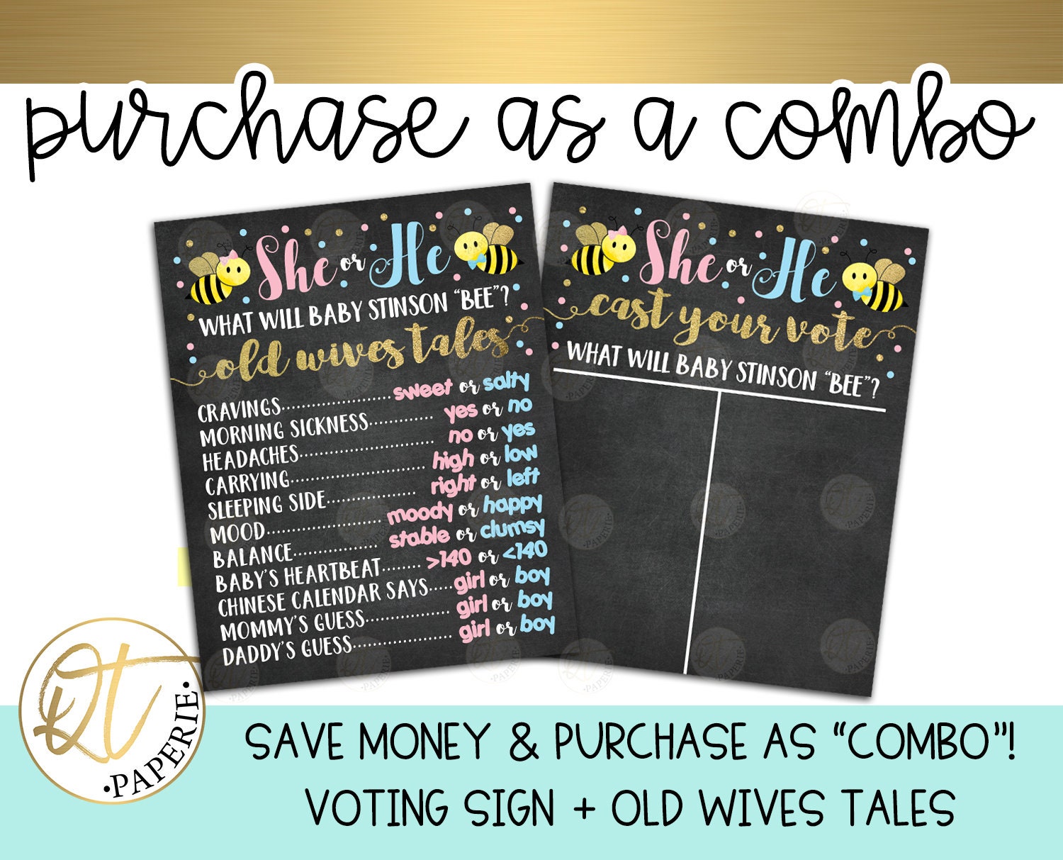 What Will Baby Bee Vote Sign, Bee Gender Vote Sign, Bee Gender Reveal ...