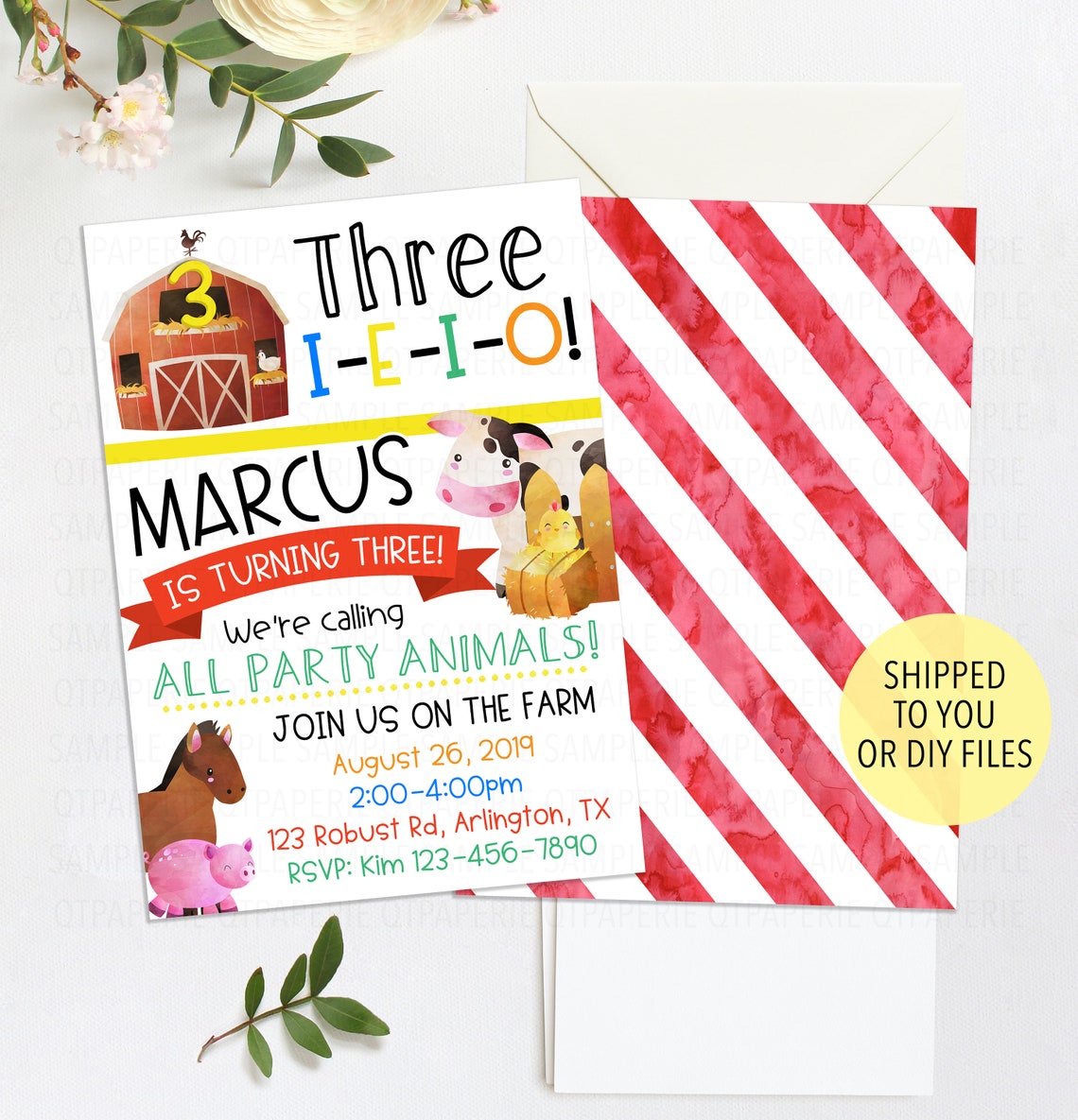 Farm Invitation Farm Birthday Invitation Farm 3rd Birthday - Etsy