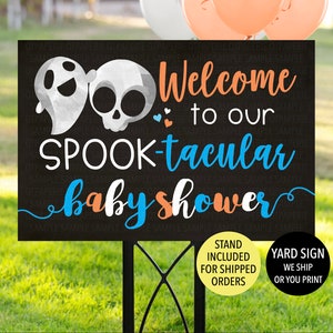 Halloween Baby Shower Sign, Ghost Baby Shower Welcome, Spooky Baby ...