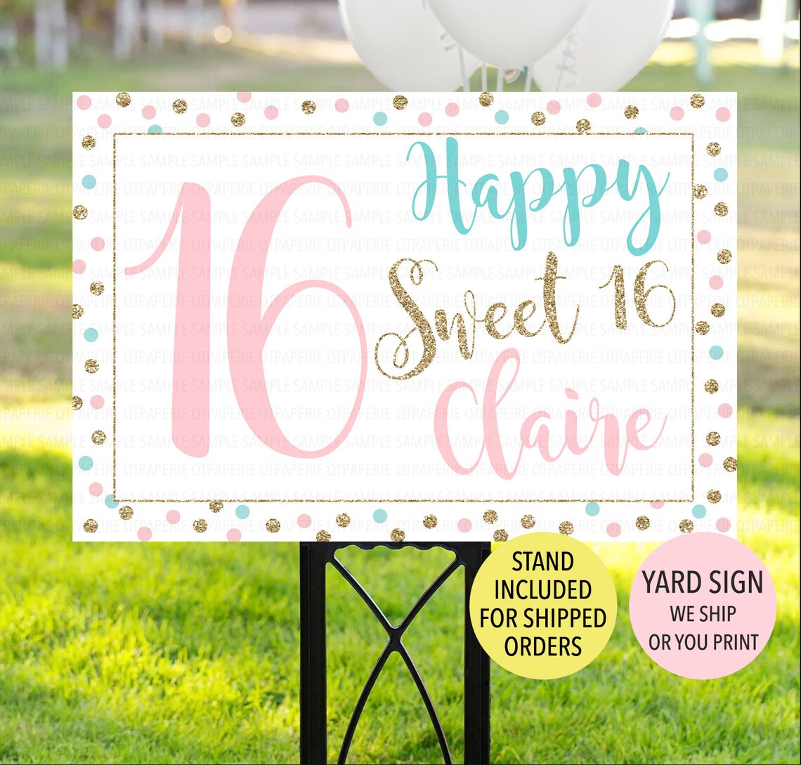 Sweet 16 Birthday Sign Sweet 16 Yard Sign Sweet 16 Sign - Etsy