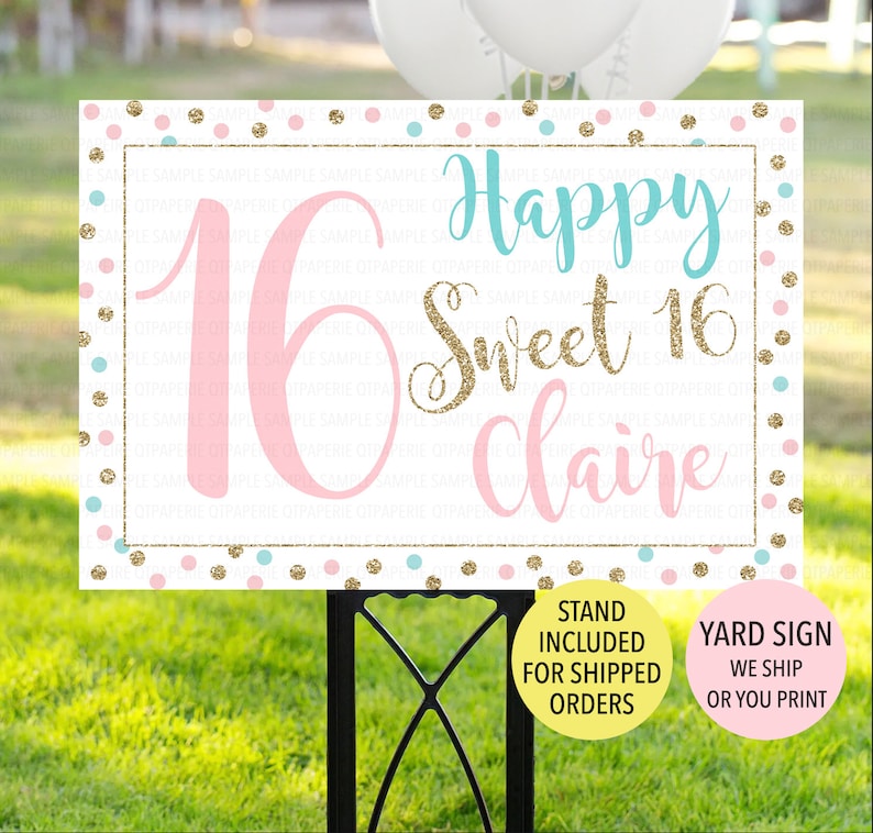 Sweet 16 Birthday Sign, Sweet 16 Yard Sign, Sweet 16 Sign, Sweet ...