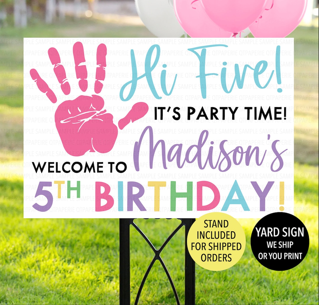 High Five Birthday Welcome Sign, High Five Party Sign, High Five Sign ...