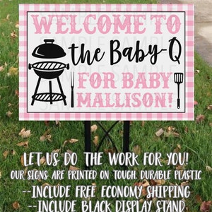 Pink Baby Q Baby Shower Sign, Pink Barbeque Baby Shower Yard Sign, Baby ...