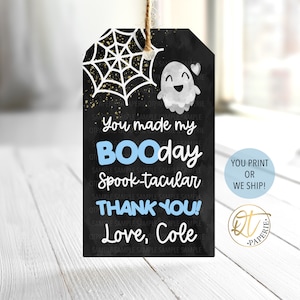 Halloween Birthday Thank You Tag, Halloween Thank You Tag, Cute Ghost ...