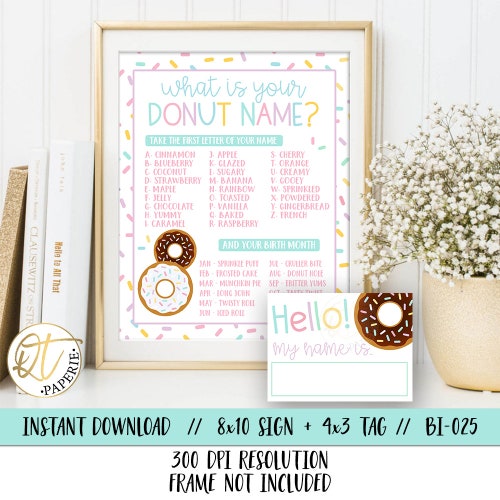 Donut Name Sign Donut Birthday Game Donut Name Tag Game - Etsy