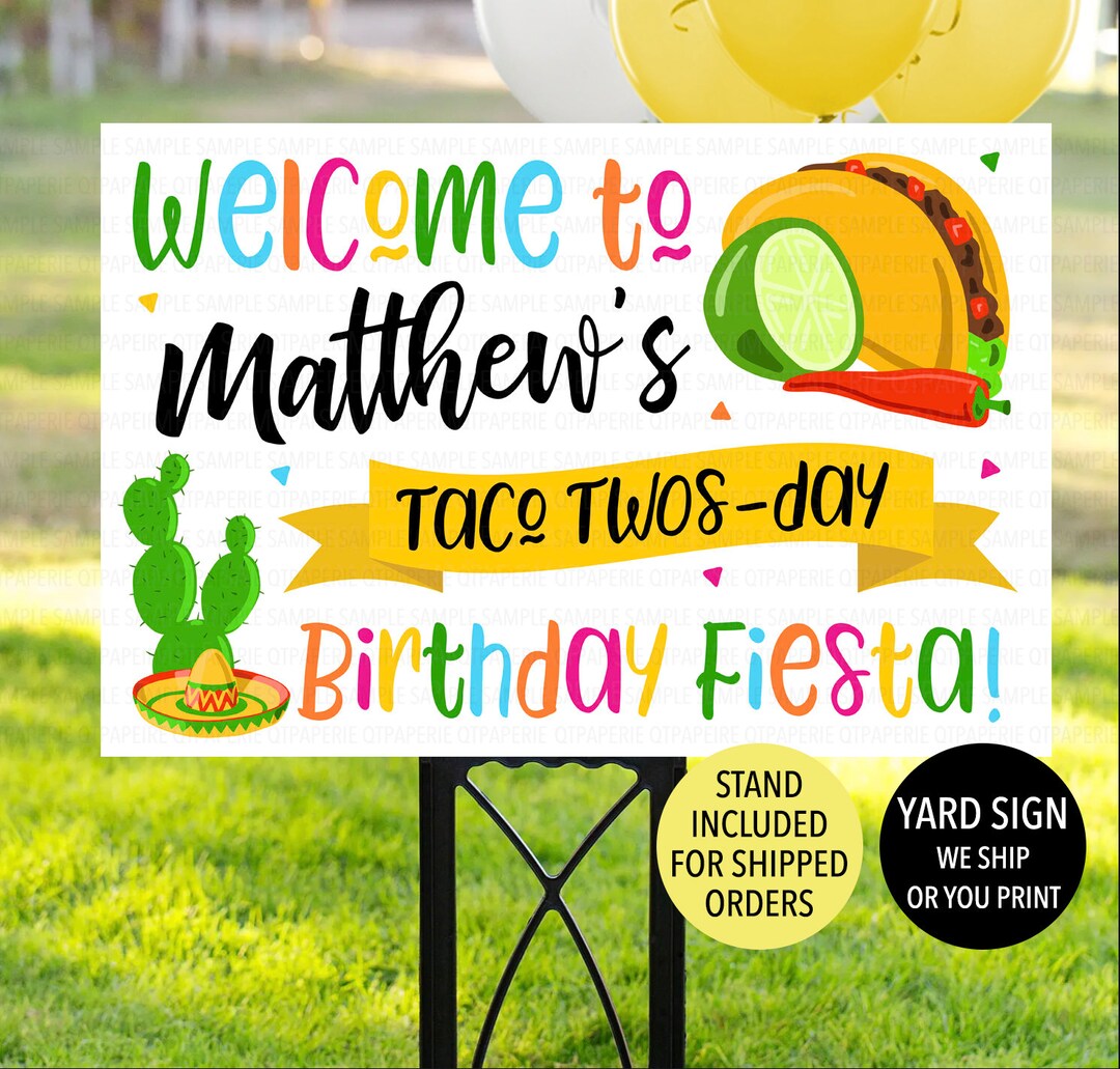 Taco Twosday Welcome Sign, Taco Twosday Yard Sign, Mexican Fiesta Sign ...