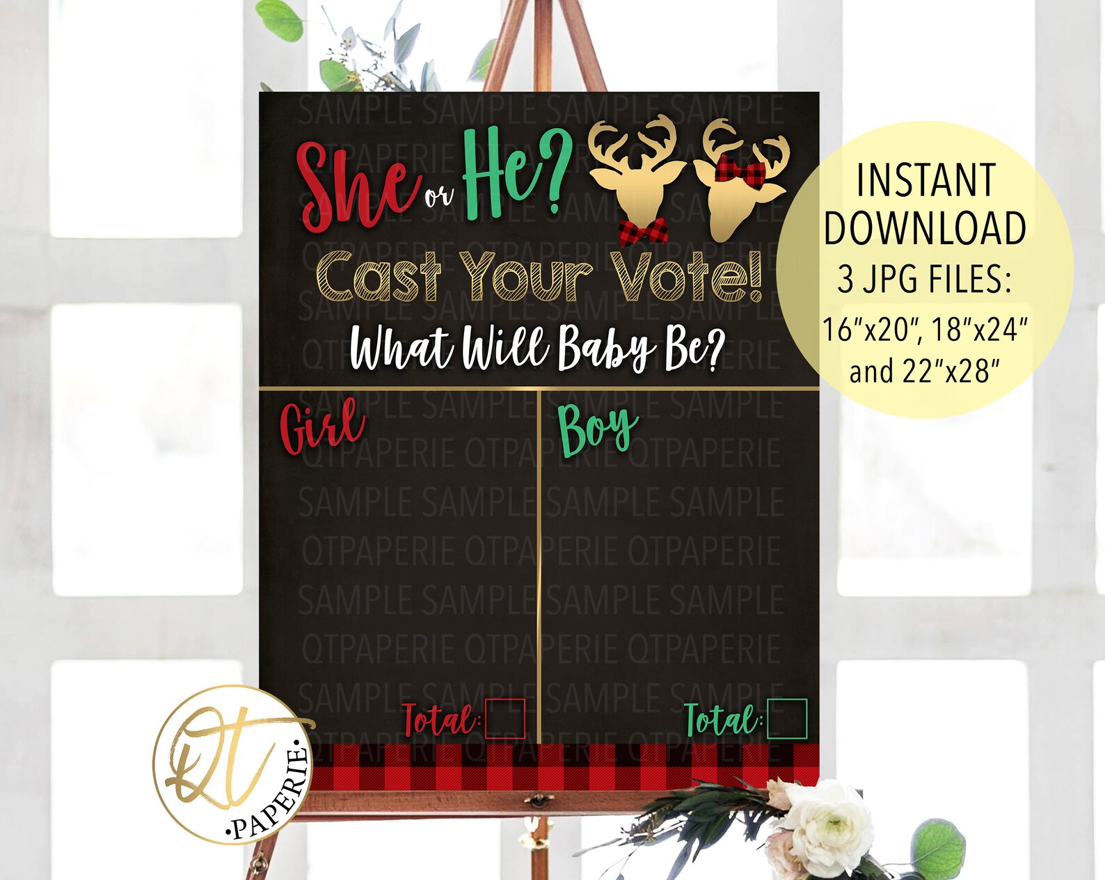 Buffalo Plaid Gender Reveal Printable Christmas Gender Reveal | Etsy
