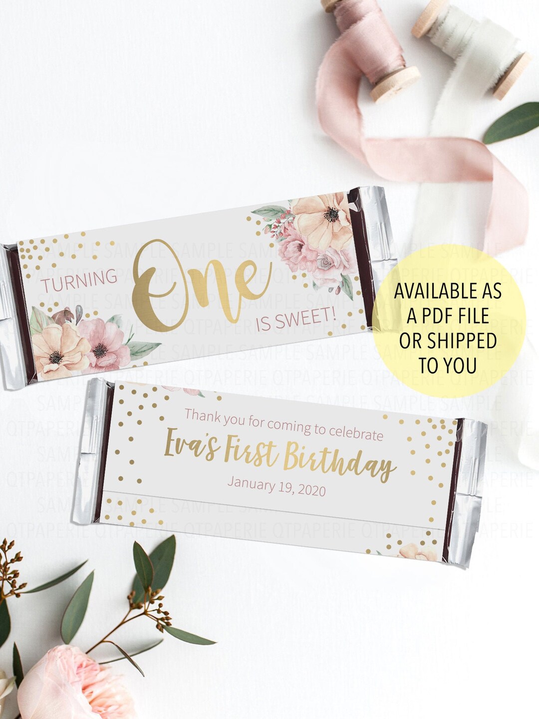 1st Birthday Candy Bar Wrapper, First Birthday Chocolate Bar Thank You ...