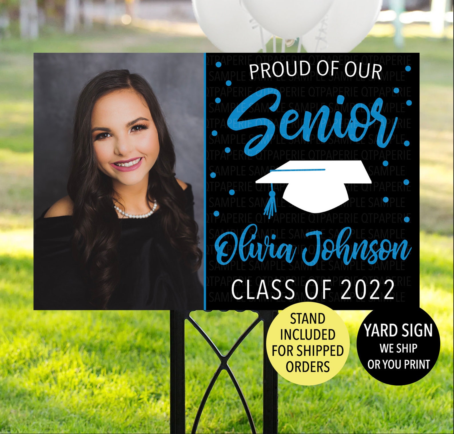 Senior Yard Sign, Graduation Yard Sign, Gold Graduation Sign, Photo ...