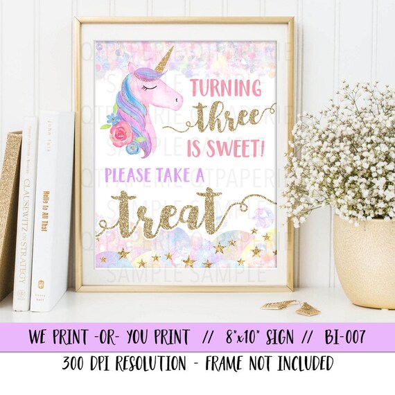 Unicorn Treat Sign Sweet Treat Sign Unicorn Birthday Sign - Etsy