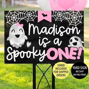 Spooky ONE Birthday Welcome Sign, Ghost Birthday Sign, Halloween First ...