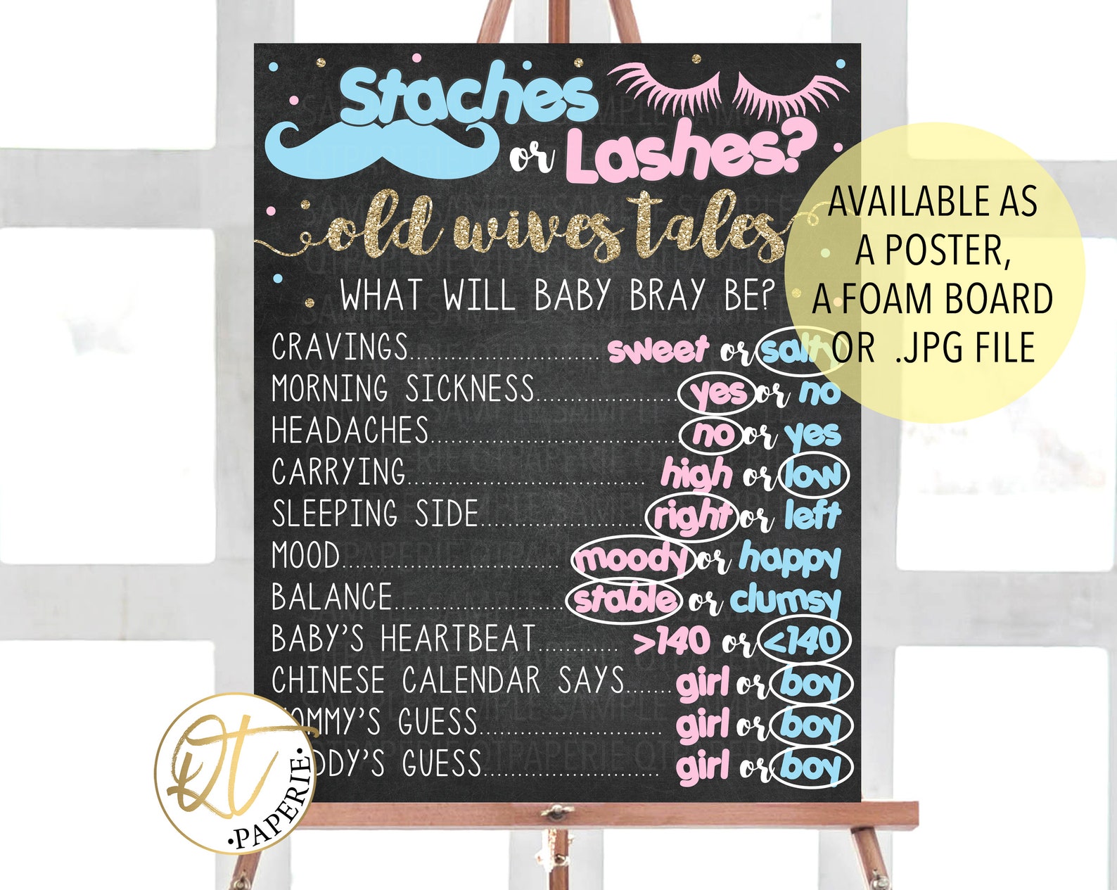 Lashes or Staches Gender Reveal Sign Lashes or Staches Old | Etsy