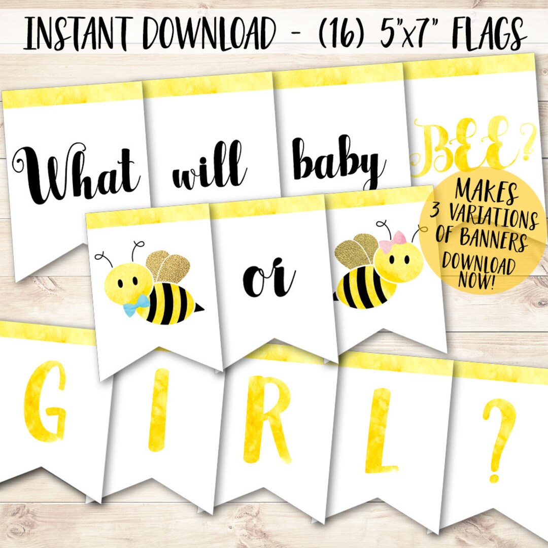 Bee Gender Reveal Banner, Bee Banner, Bee Theme Gender Reveal, Bee ...
