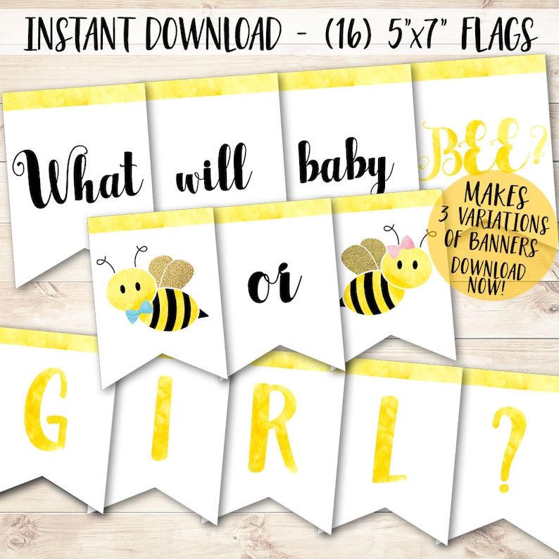 Bee Gender Reveal Banner Bee Banner Bee Theme Gender Reveal - Etsy