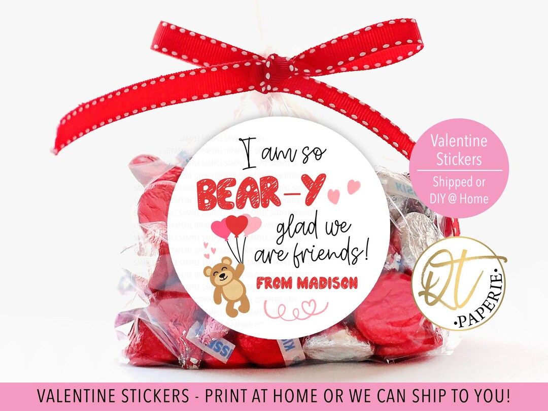 Beary Glad We Are Friends Valentine Sticker, Bear Graham Cracker ...