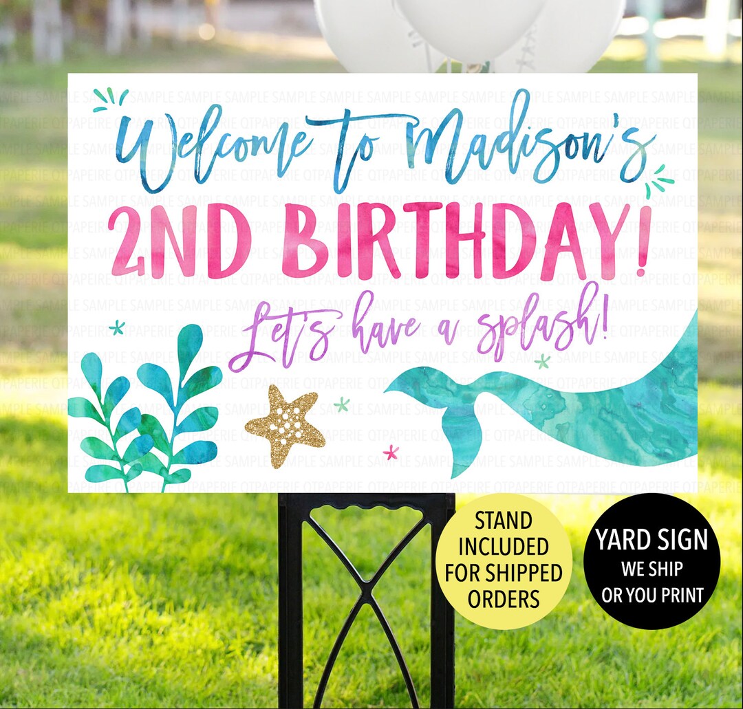 Mermaid Birthday Sign, Mermaid Yard Sign, Mermaid Birthday Yard Sign ...